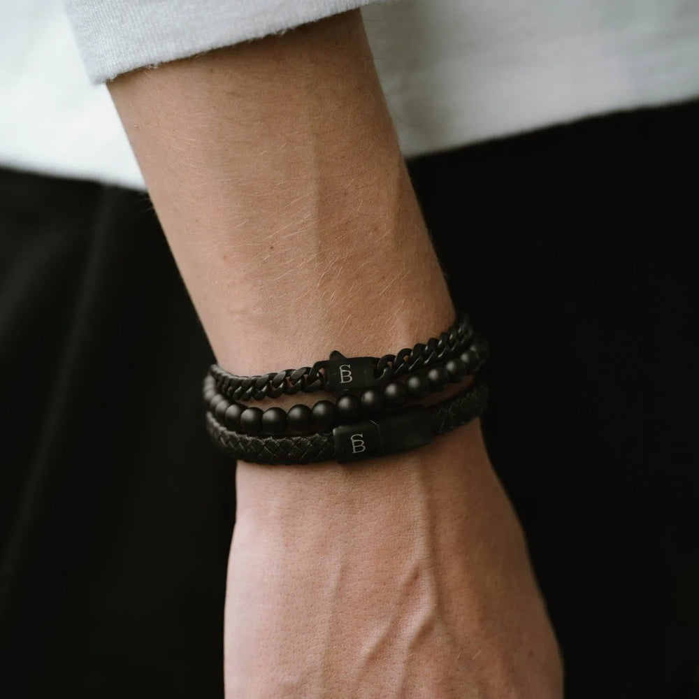 Steel & Barnett | 6mm Round Black Edition Onyx Gemstone Bead Bracelet ...