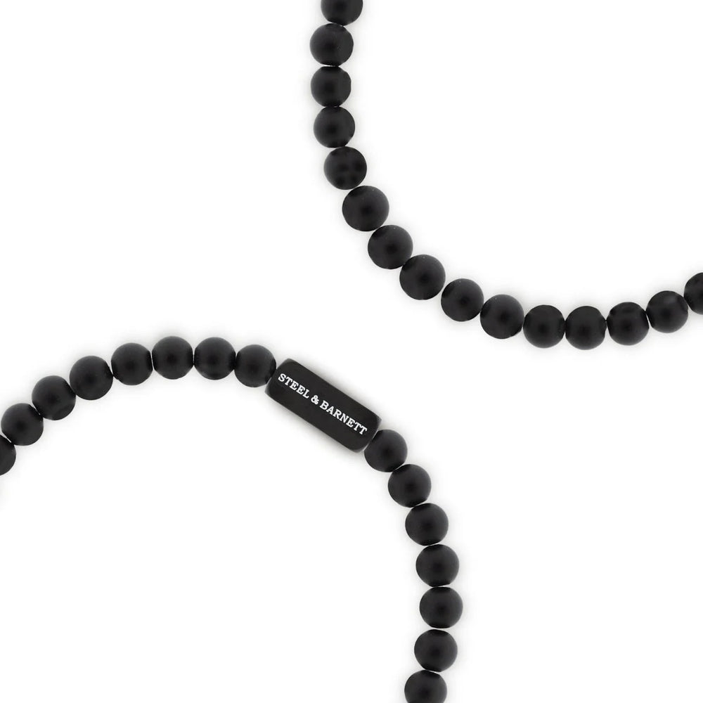 Steel & Barnett | 6mm Round Black Edition Onyx Gemstone Bead Bracelet ...
