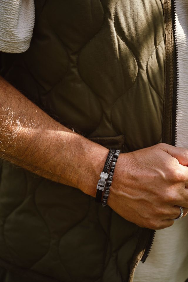 Steel & Barnett | Black Braided Archie Leather Bracelet | Maudes The ...